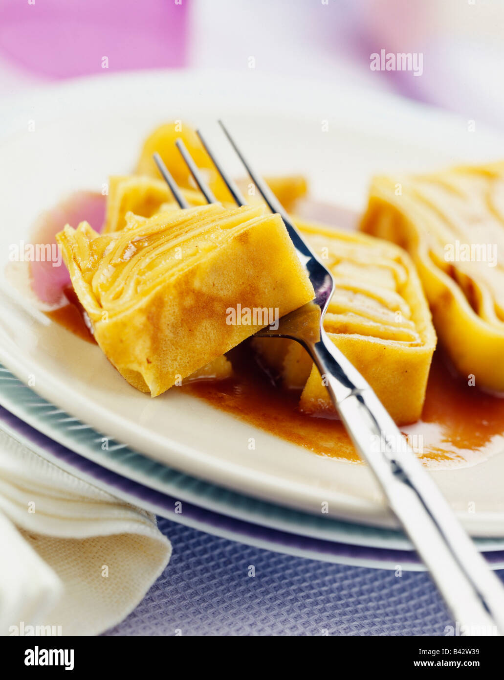 crepe and apple cake with cider caramel Stock Photo - Alamy