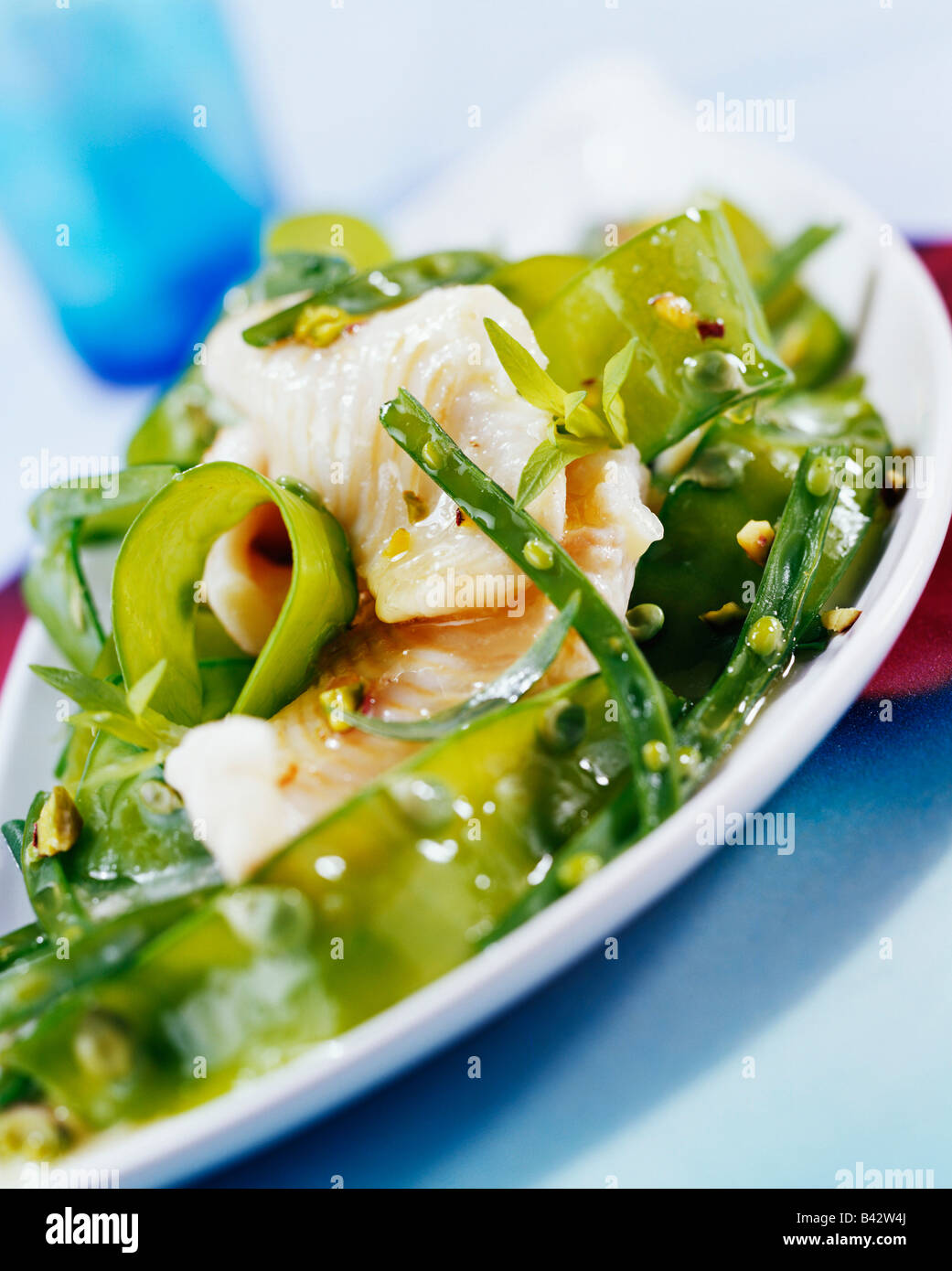 fillet of brill with green garnish Stock Photo - Alamy