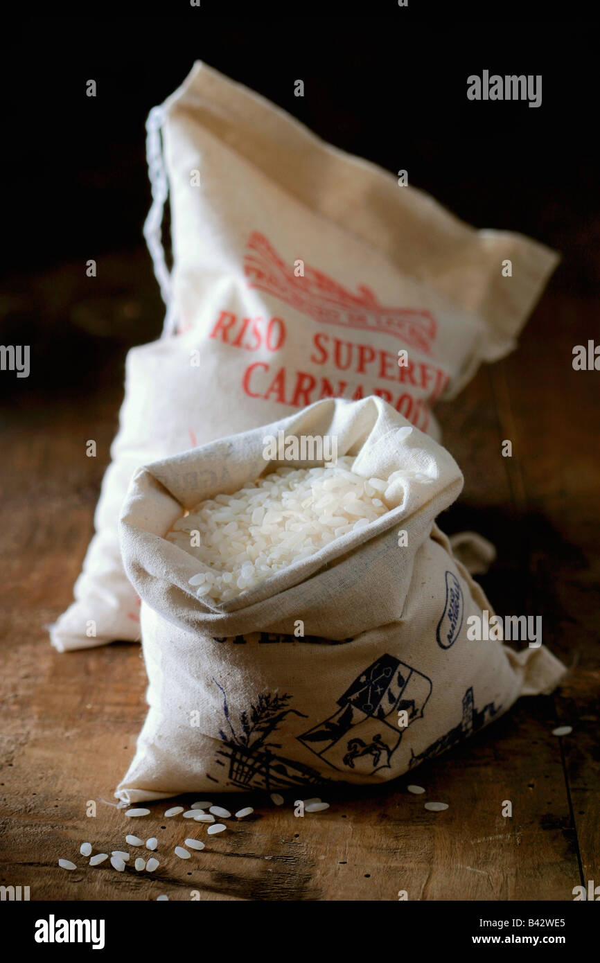 Sack of rice Stock Photo - Alamy