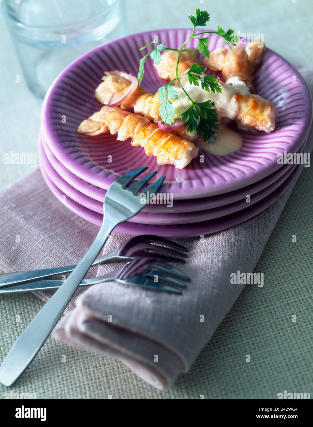 Langoustines with chervil cream sauce Stock Photo - Alamy