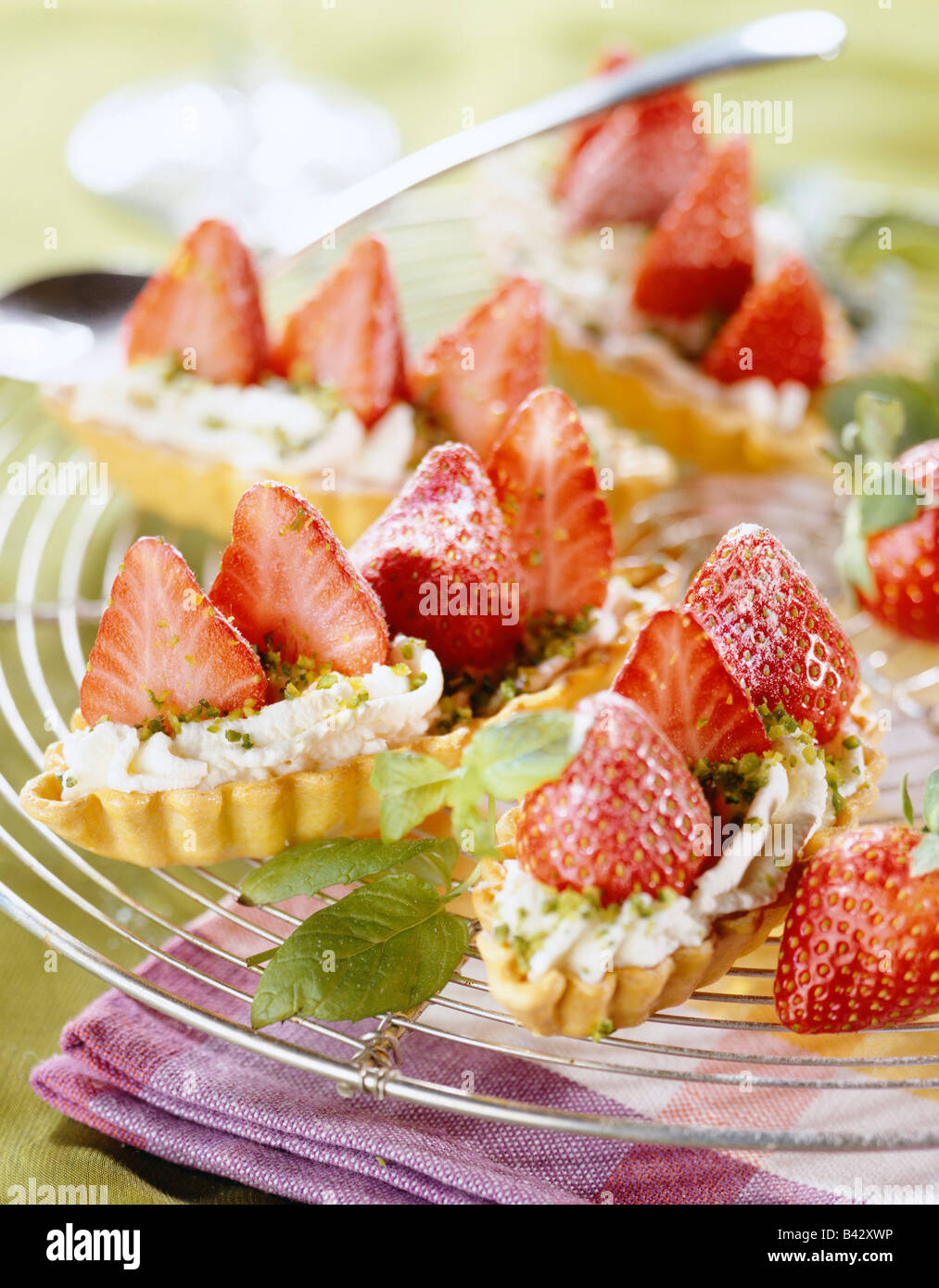 pastry boat filled with strawberries,whipped cream and pistchios Stock ...