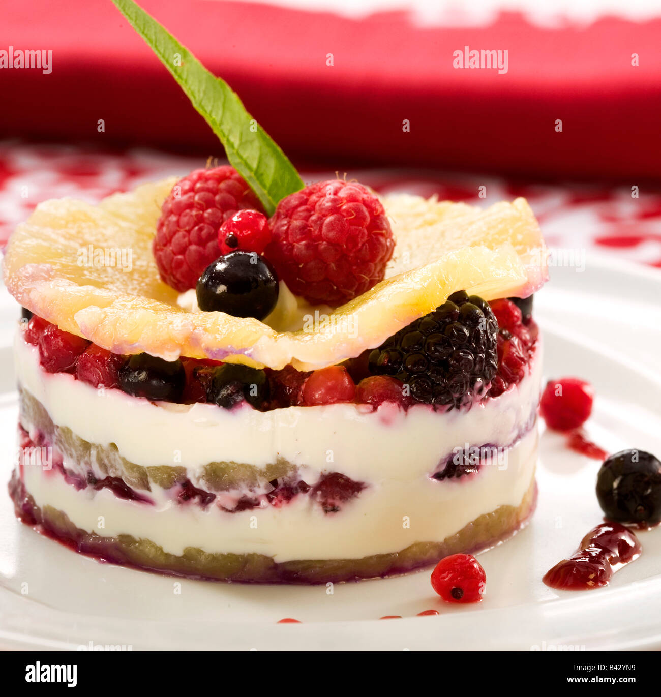 Pineapple and summer fruit mille-feuille Stock Photo - Alamy