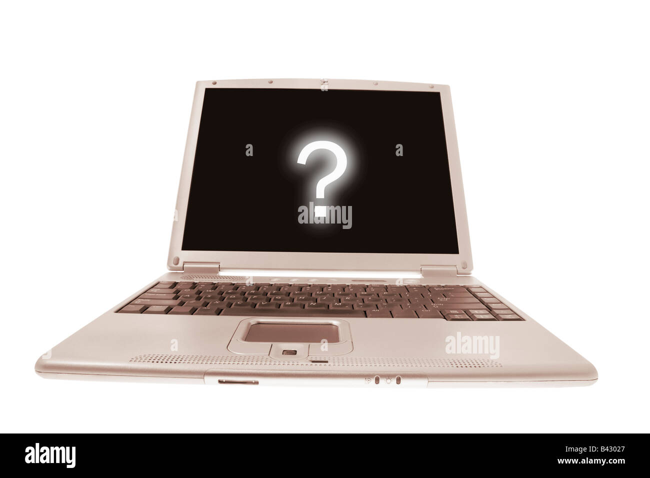 Laptop with Question Mark Stock Photo - Alamy