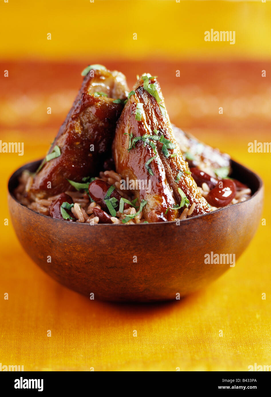 spare rib with beans and rice Stock Photo - Alamy