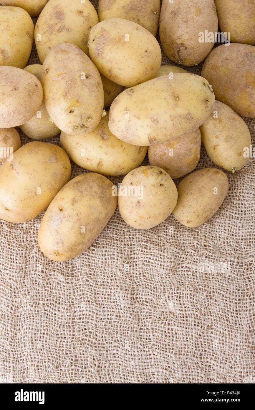 Pile of potatoes over a burlap sack Stock Photo - Alamy