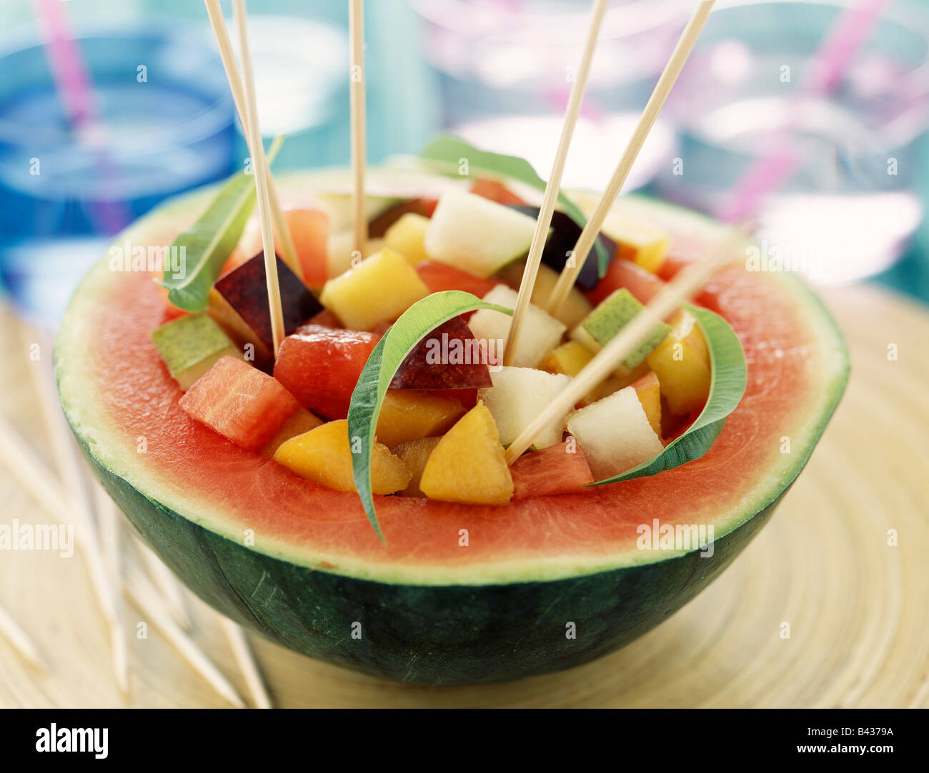 fruit salad in surprise watermelon Stock Photo - Alamy