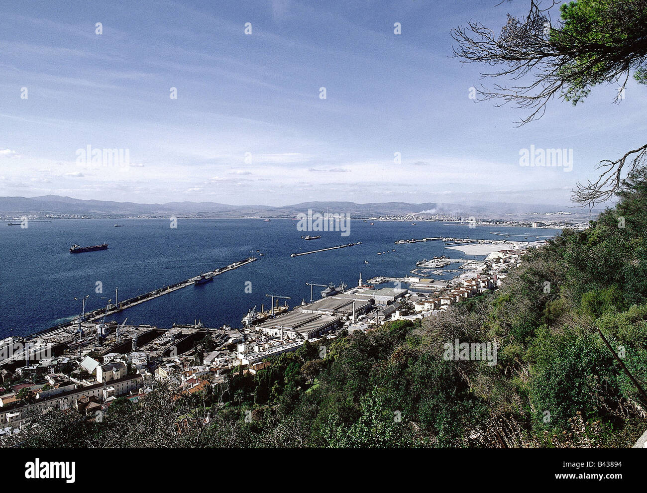 geography / travel, Spain, Gibraltar, harbour, port overview, overlook ...