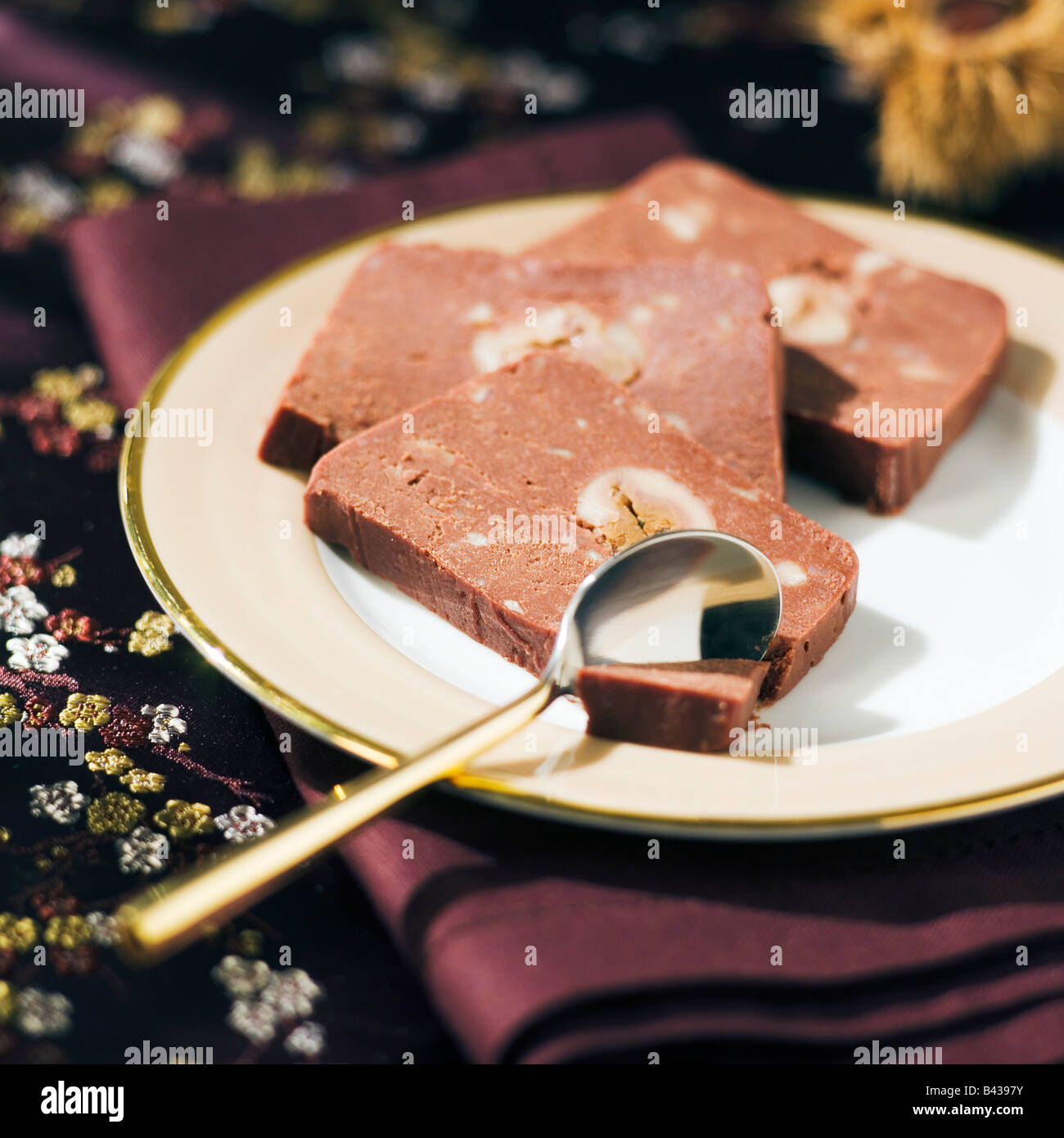 Slices of chestnut cake Stock Photo - Alamy