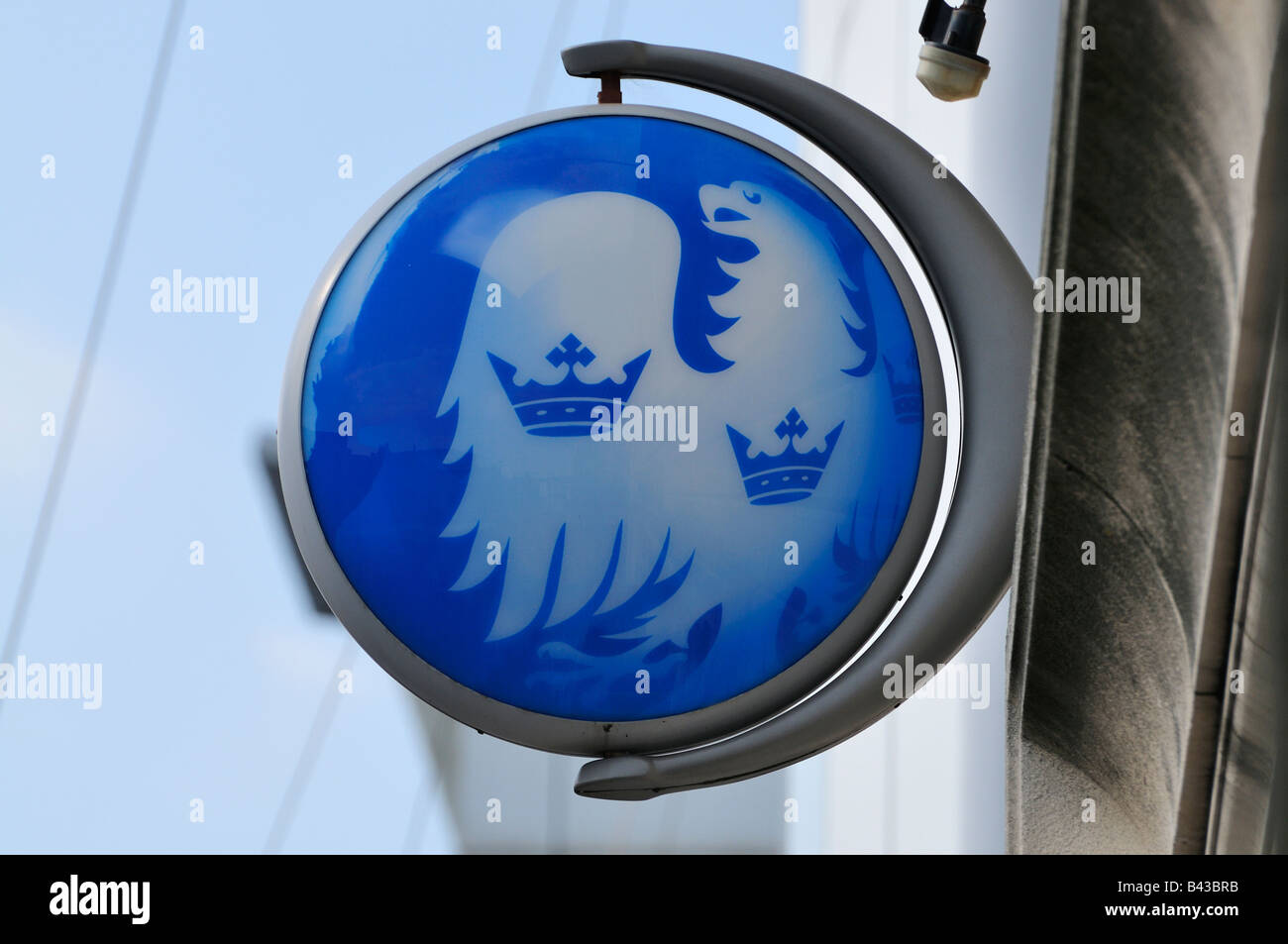 Glass Barclay s Bank blue sign hanging outside stone building Stock ...