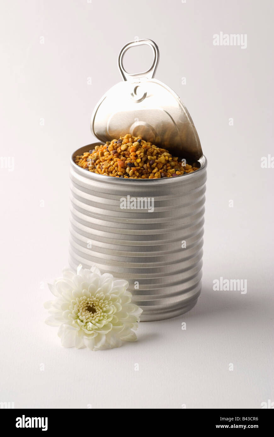 Can of flower pollen Stock Photo - Alamy