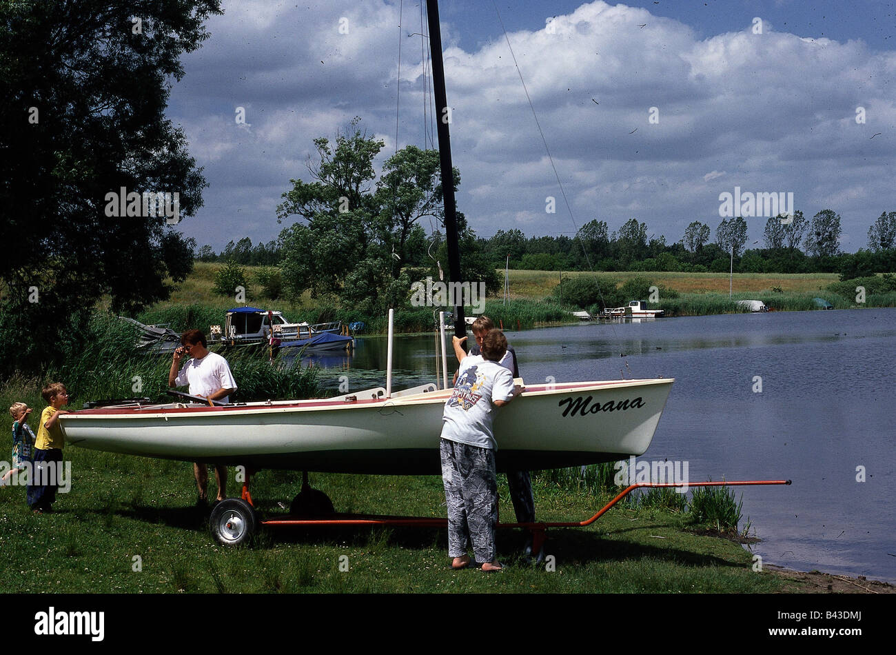 geography / travel, Germany, Brandenburg, People, sportsman, lake, boat ...