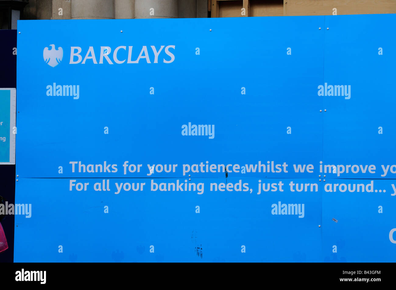 Barclay's Security Hoarding outside a refurbished bank [building site ...
