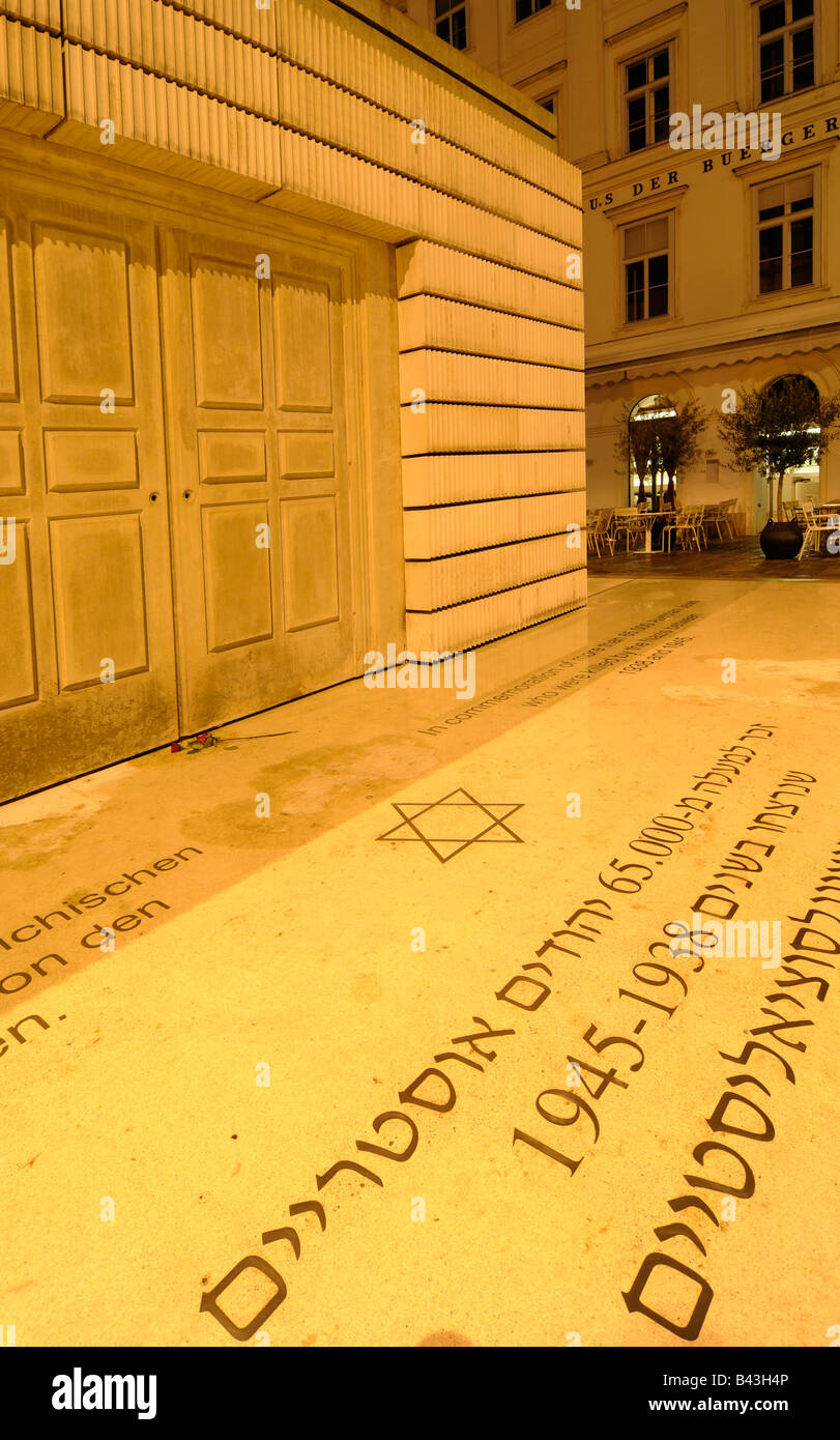 The Holocaust Memorial at night in Judenplatz, in Vienna, Austria Stock ...