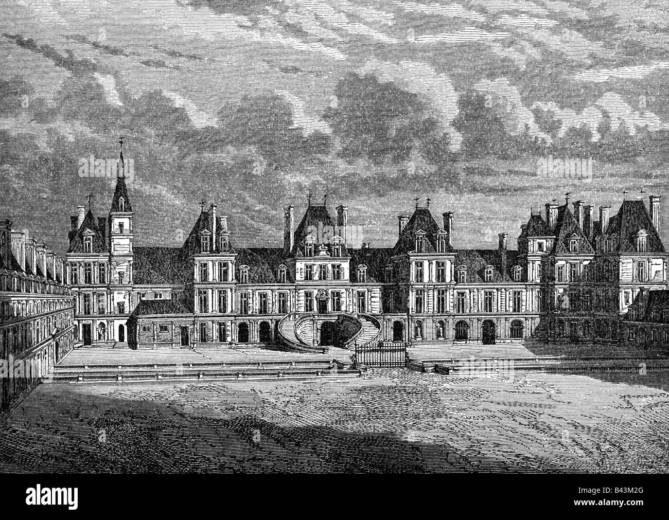 geography / travel, France, castles, Fontainebleu, exterior view, court ...