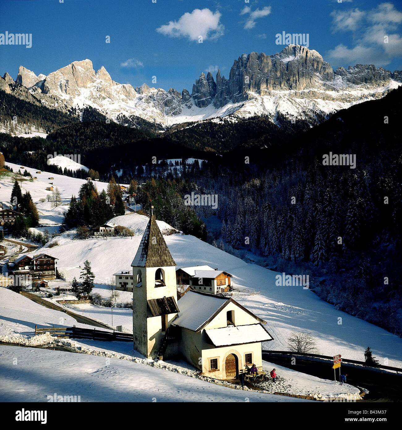 geography / travel, Italy, South Tyrol, Dolomites, spring at the chapel ...