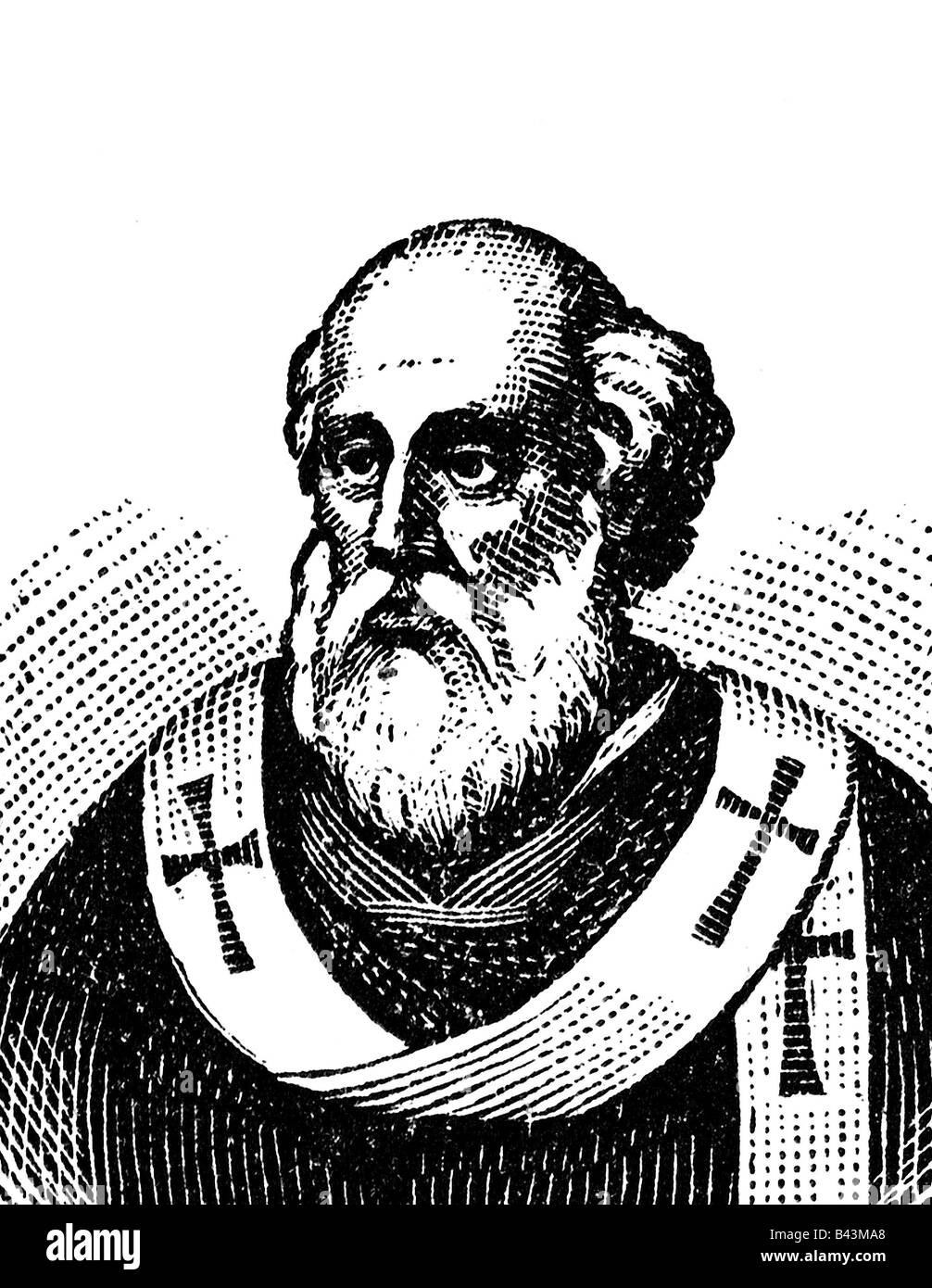 Adeodatus II. + 17.6.676, Pope 11.4.672 - 17.6.676, portrait, wood ...