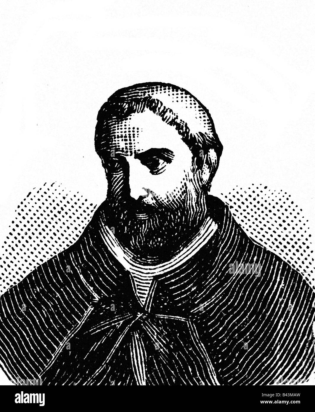 Boniface VI, + April 896, Pope April 896, portrait, wood engraving ...