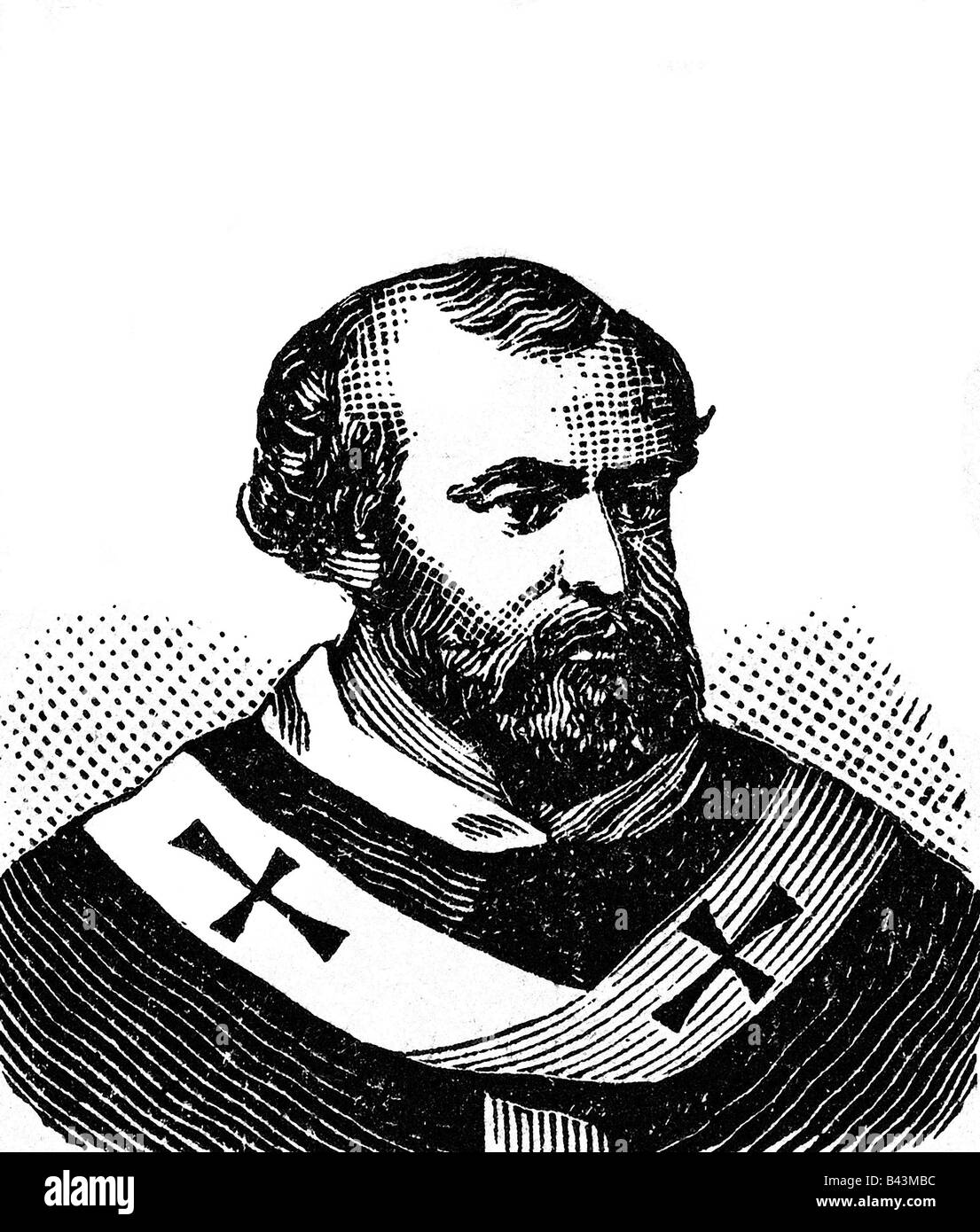 Benedict V., 4.7.964, Pope 22.5.964 - 4.7.964, portrait, wood engraving ...