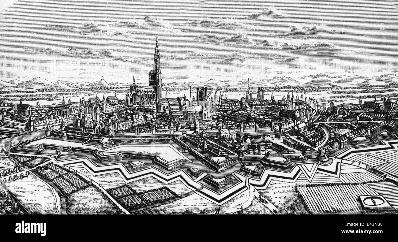 geography / travel, France, cities, Strasbourg, view, engraving by ...