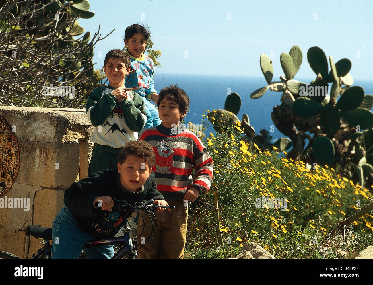geography / travel, Malta, people, group of little boys, island Gozo ...