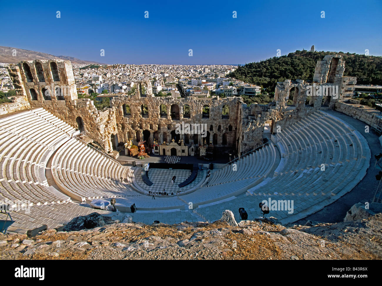 Greece, Athens, The Acropolis, Theatre of Herodes Atticus Stock Photo ...