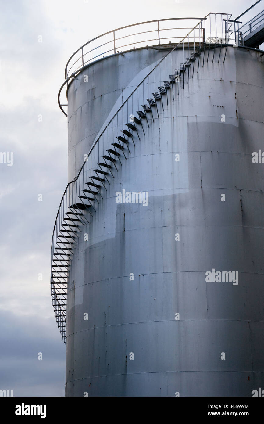 Staircase on an oil tank Stock Photo - Alamy
