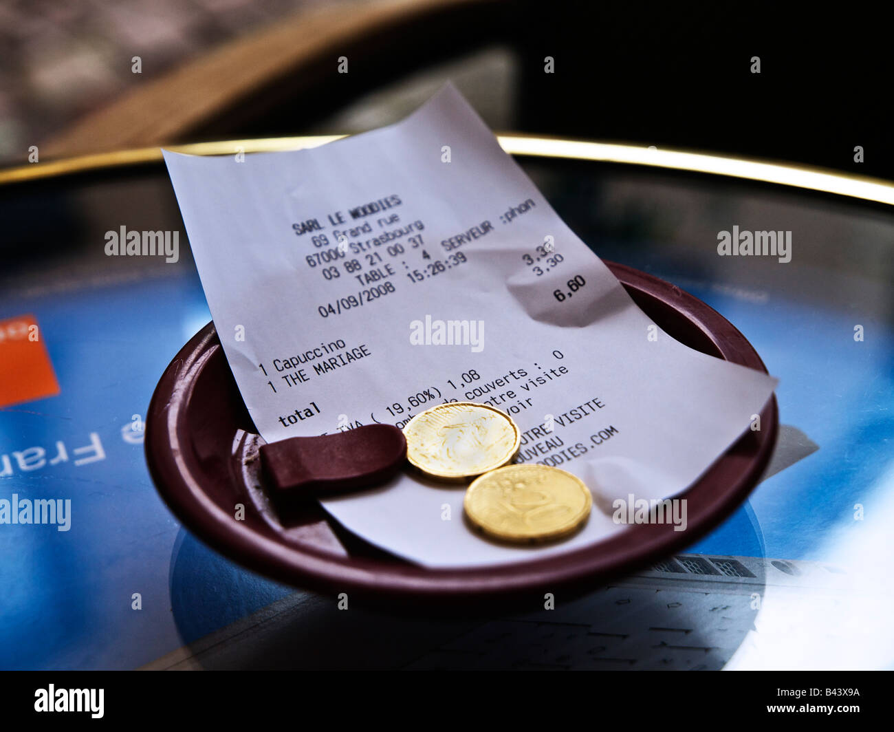The bill for some drinks Strasbourg France Stock Photo - Alamy