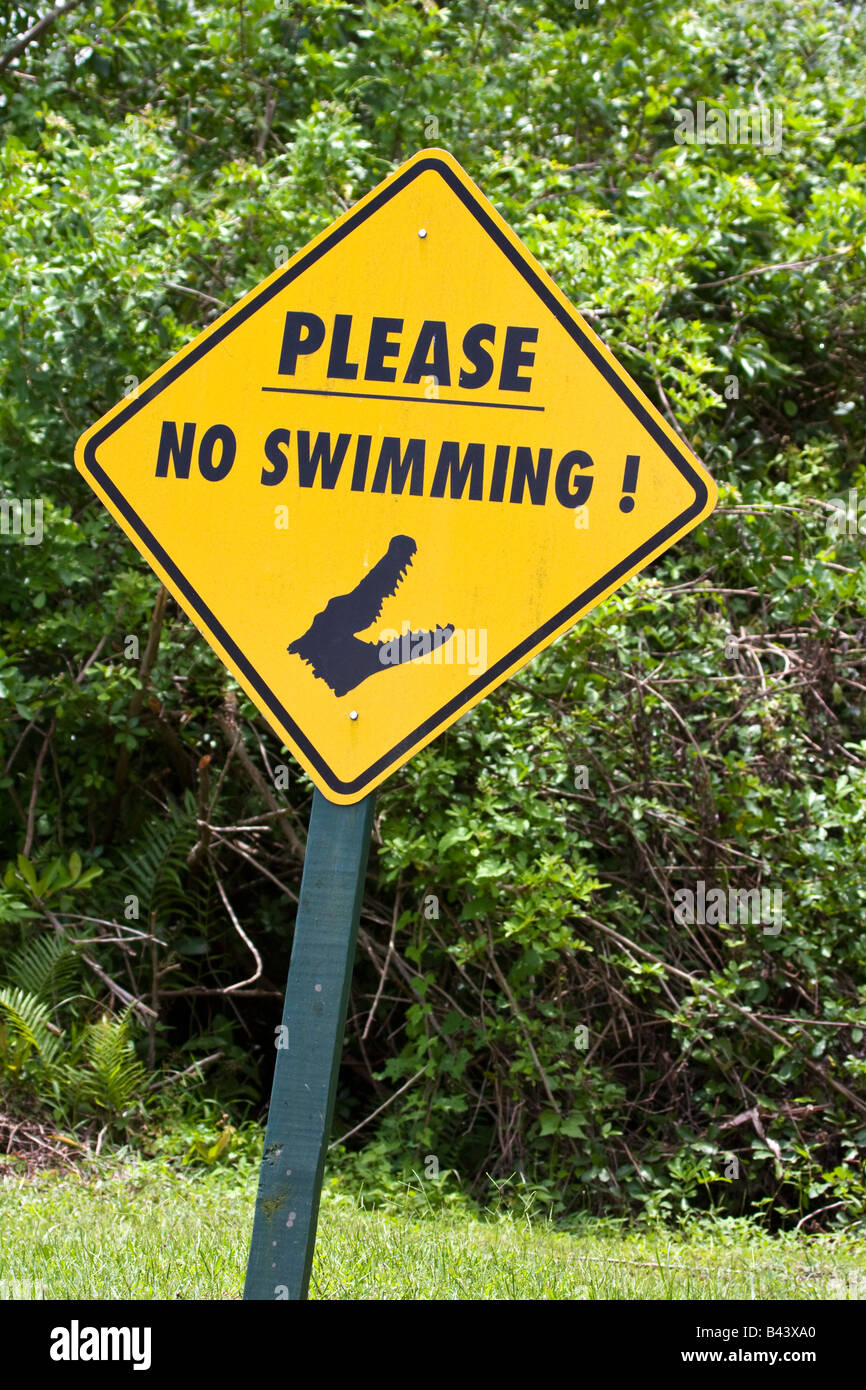 No swimming alligators! sign, Florida, USA Stock Photo - Alamy