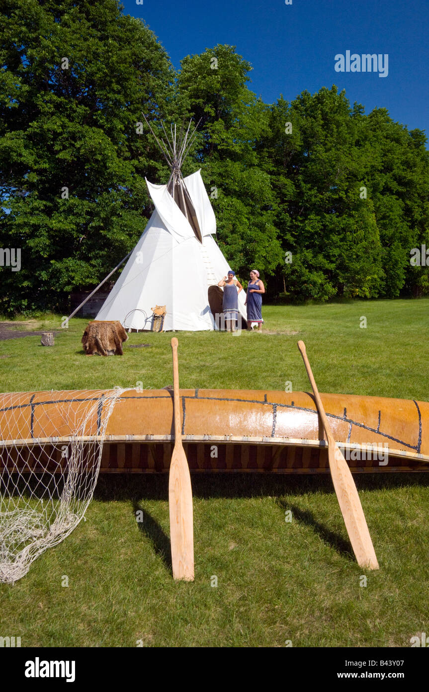 A canoe and teepee at Lower Fort Garry National Historic park near ...