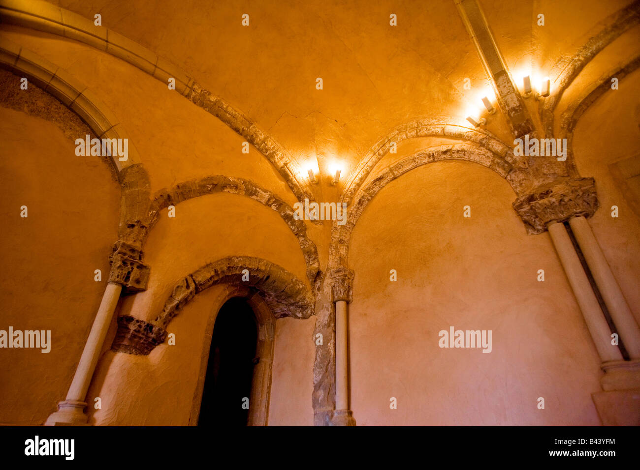 Interior architectural detail of the medieval Vianden Castle ...