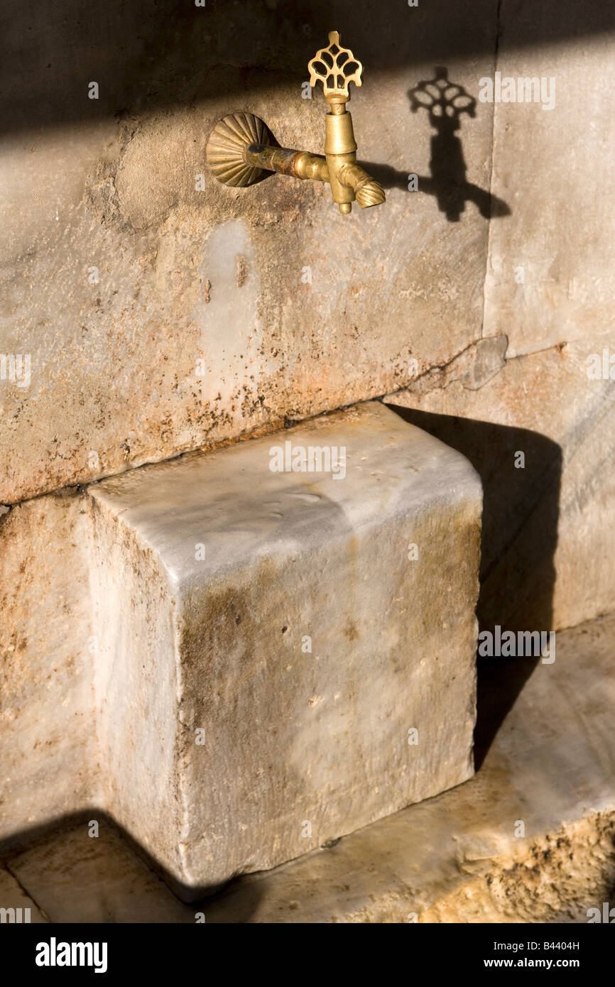Water Tap for cleaning before Prayer at The Blue Mosque Istanbul Stock ...