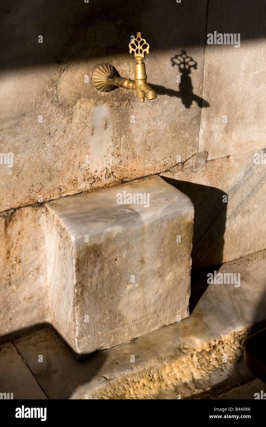 Water Tap for cleaning before Prayer at The Blue Mosque Istanbul Stock ...
