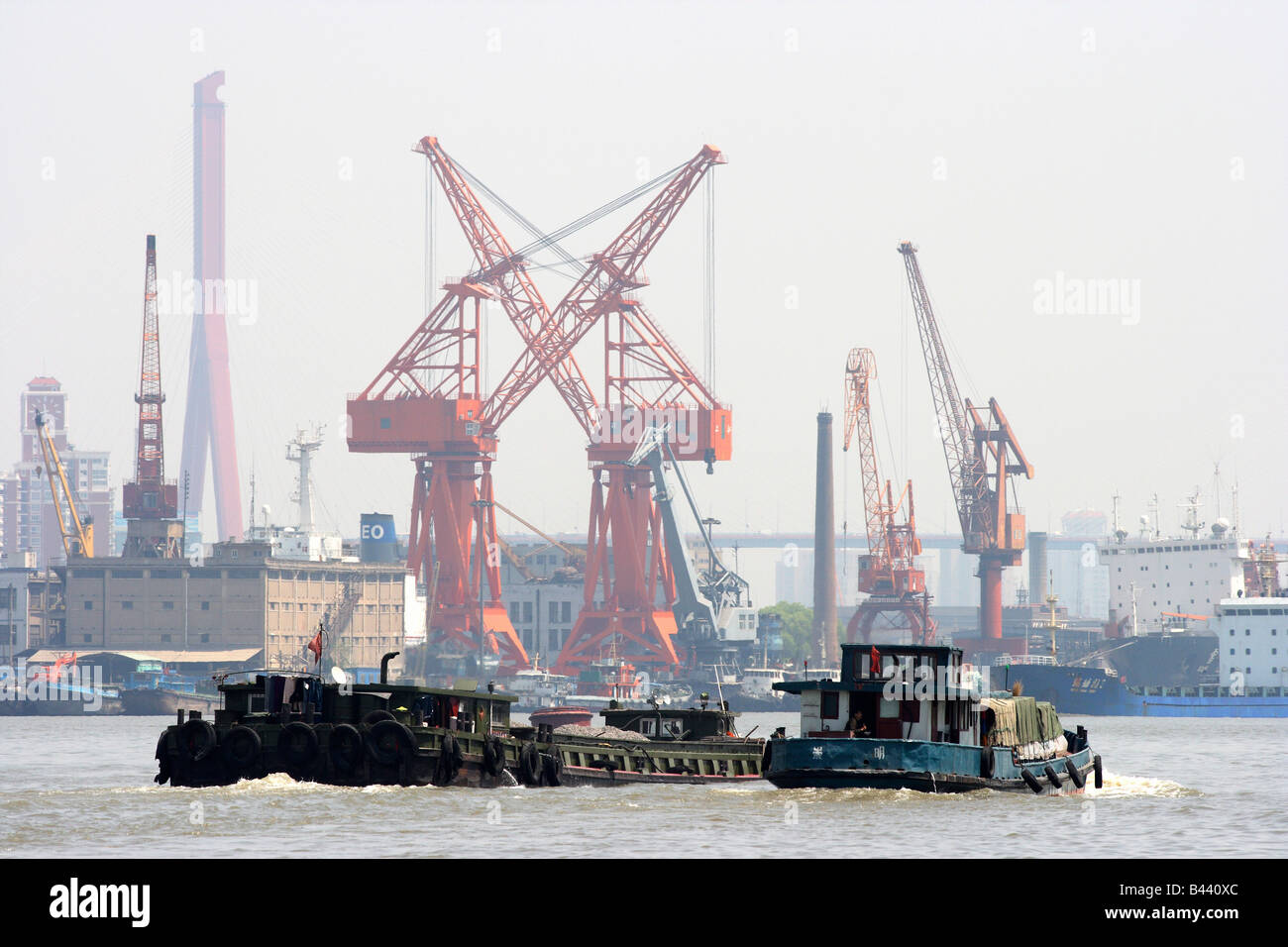 Cargo ships on the Huangpu River, Shanghai, China Stock Photo - Alamy