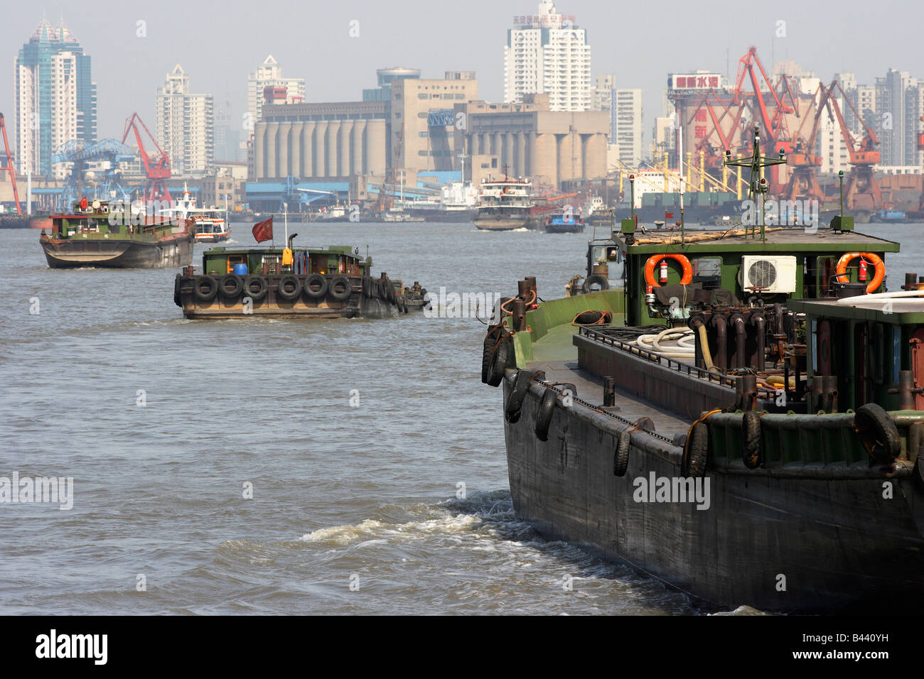 Cargo ships on the Huangpu River, Shanghai, China Stock Photo - Alamy