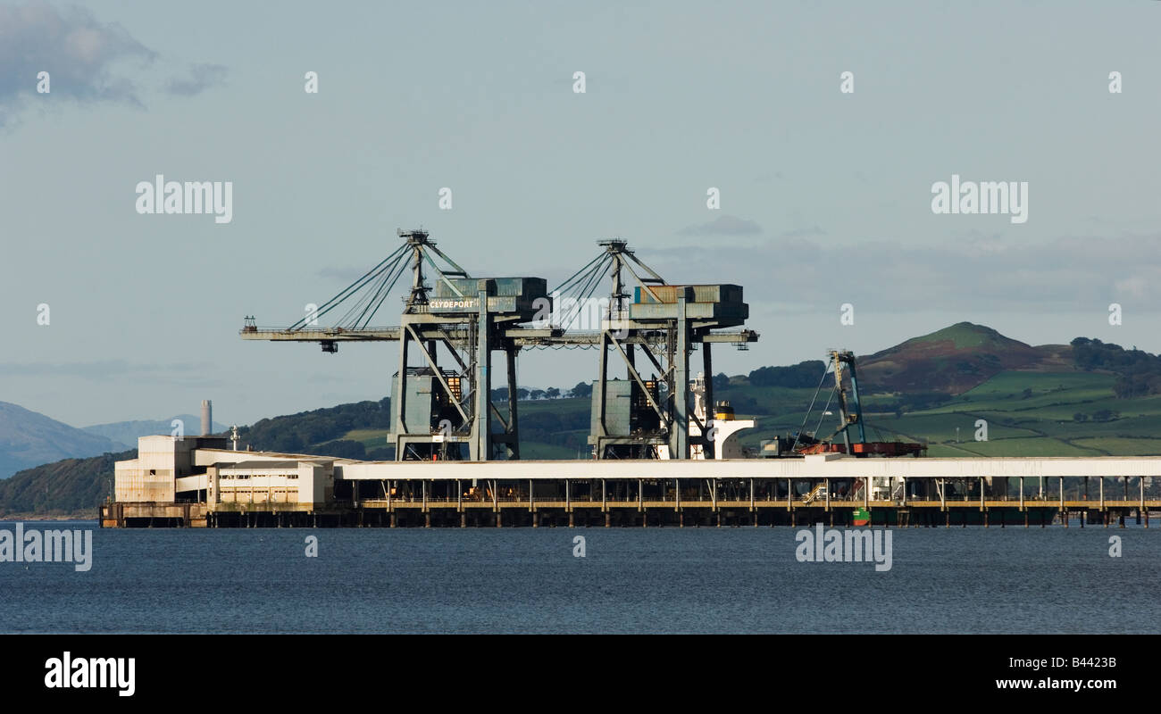 Hunterston deep water port Fairlie, Ayrshire. A bulk container ship ...