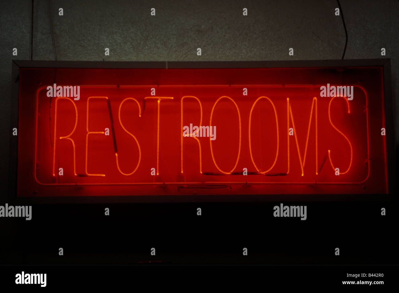 neon rest rooms sign Stock Photo - Alamy