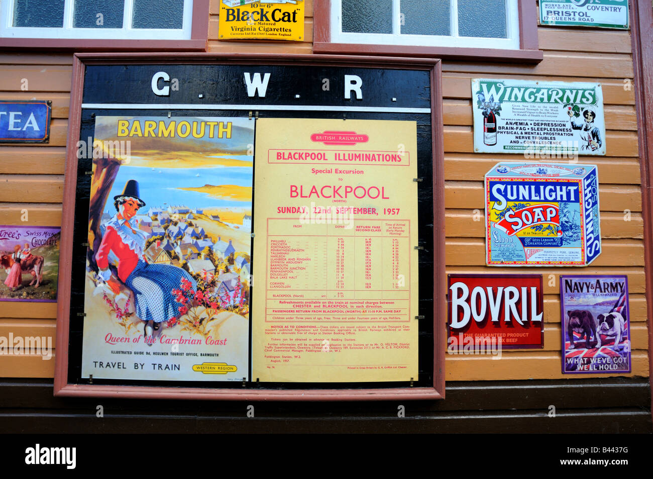 Adverts and timetable at Hampton Loade station on the Severn Valley ...