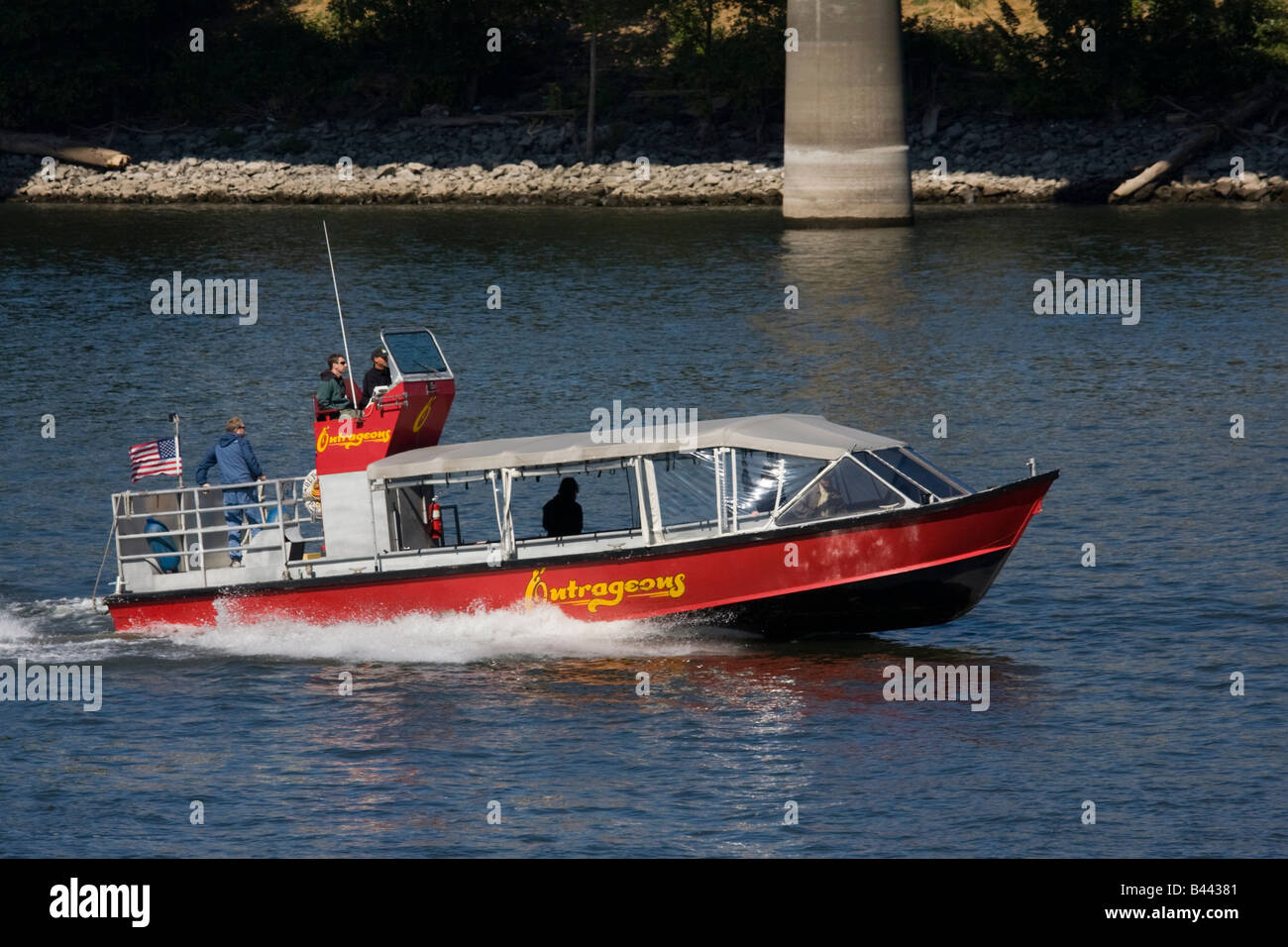 City of Portland Oregon OR USA fast launch on Willamette River Stock ...