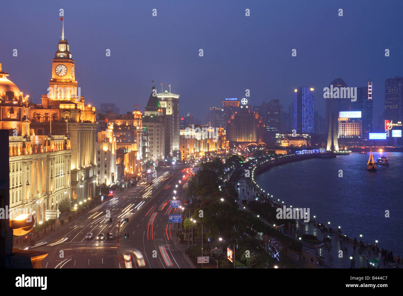 View of the Bund at night, Shanghai, China Stock Photo - Alamy