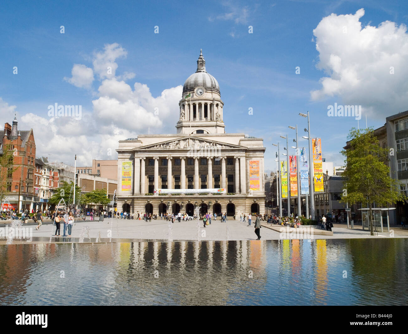 The Council House reflected in the fountains of Market Square ...