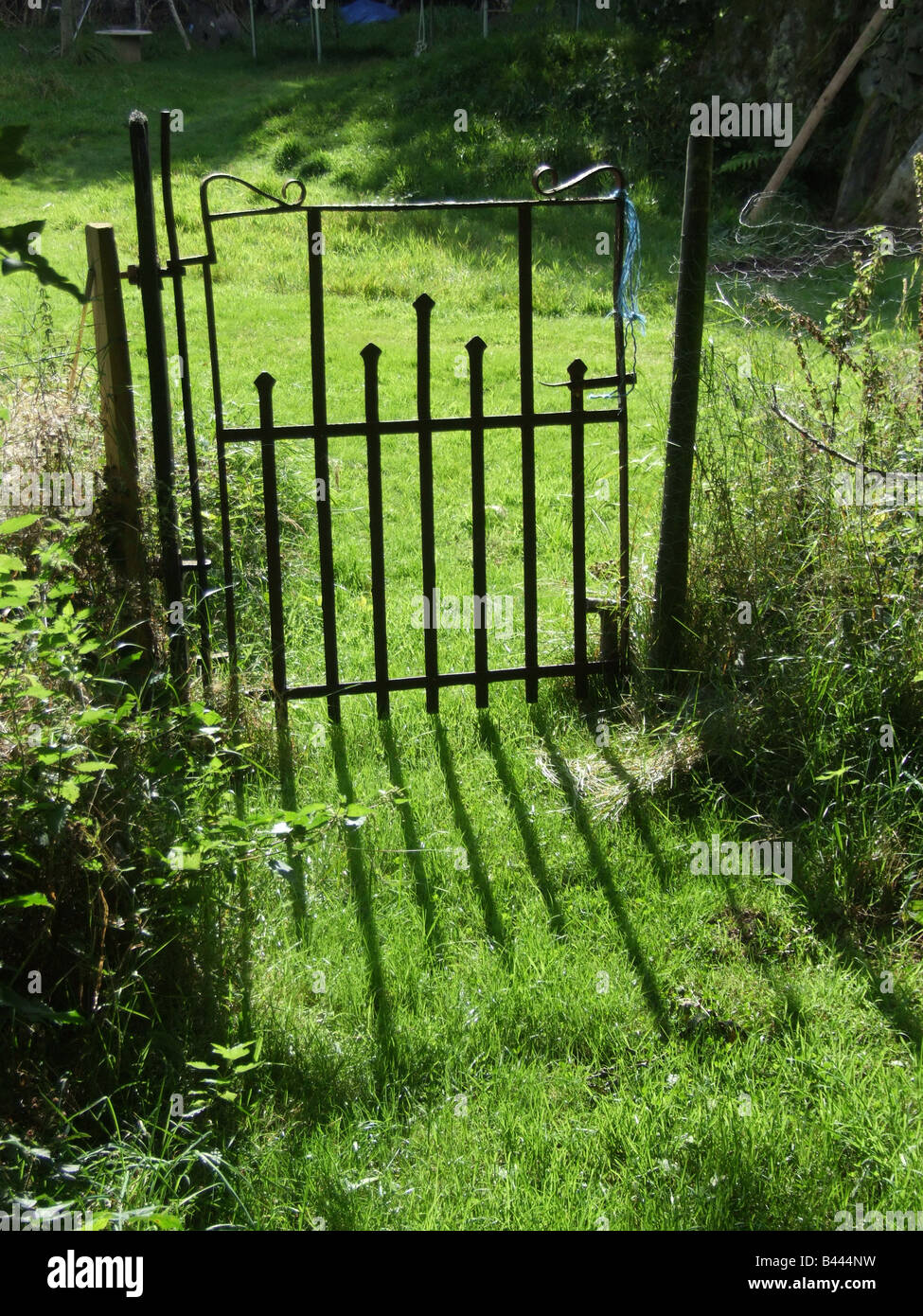 old style metal gate in field in countryside Stock Photo - Alamy