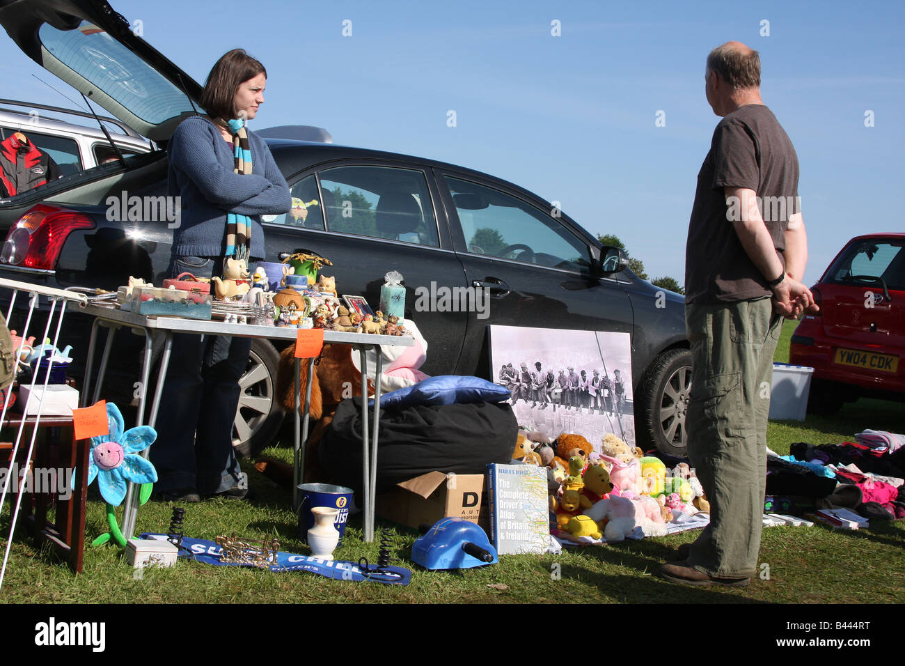 Stall at car boot sale in good weather Stock Photo - Alamy