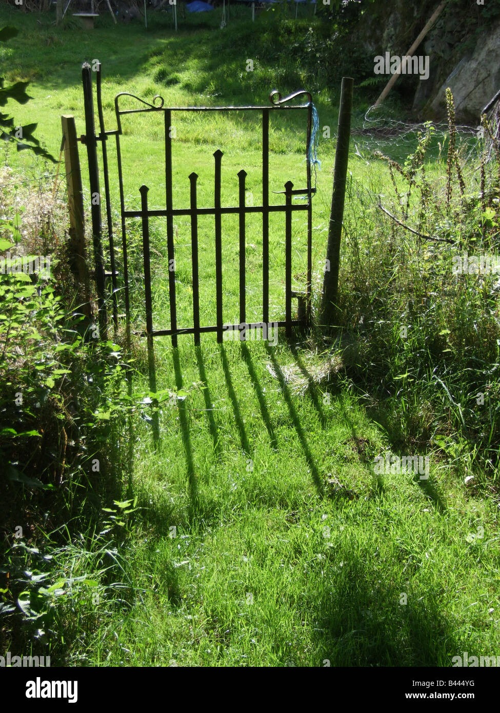 old style metal gate in field in countryside Stock Photo - Alamy