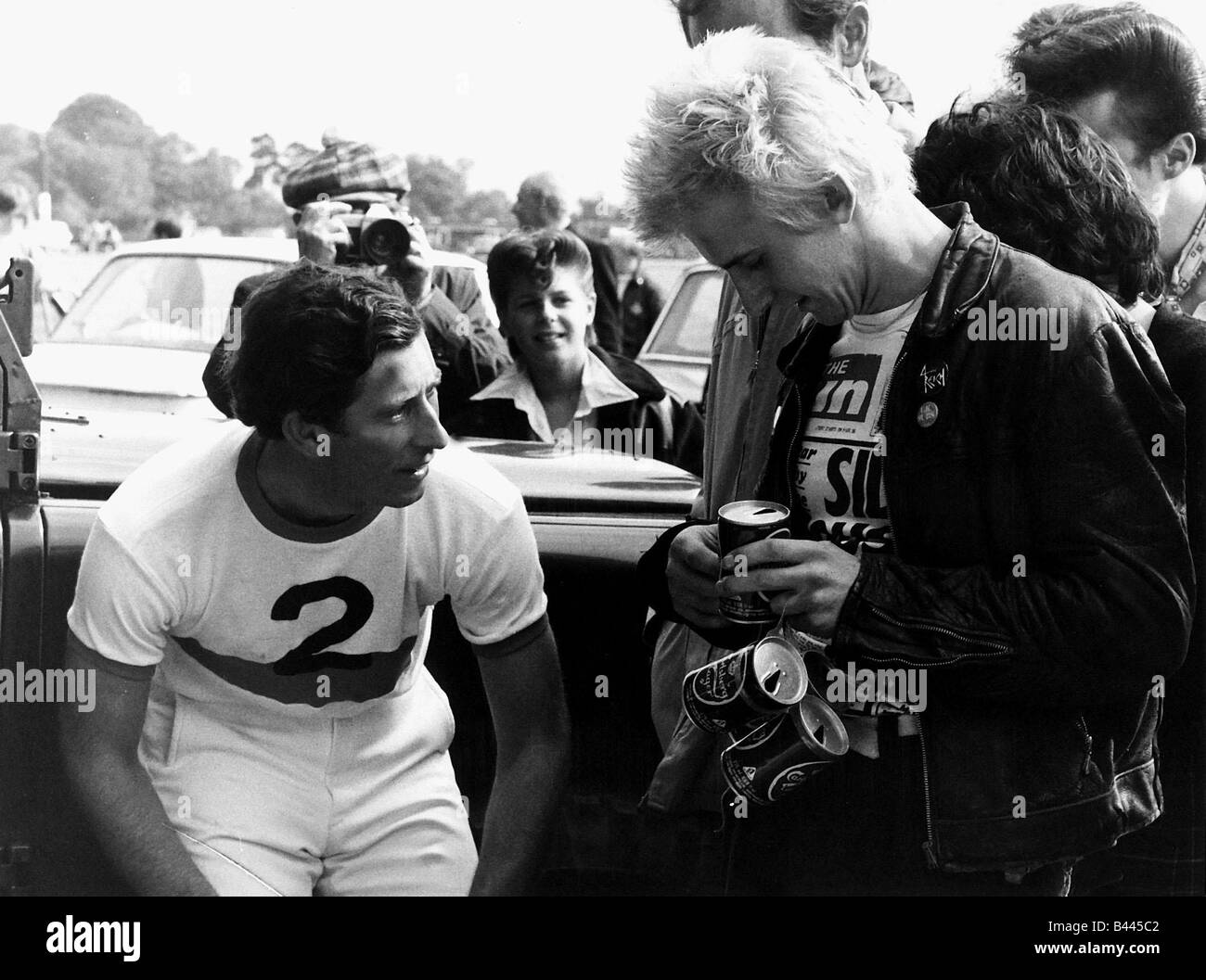 Prince Charles meets punk Phil Sick at polo match in 1979 Stock Photo ...