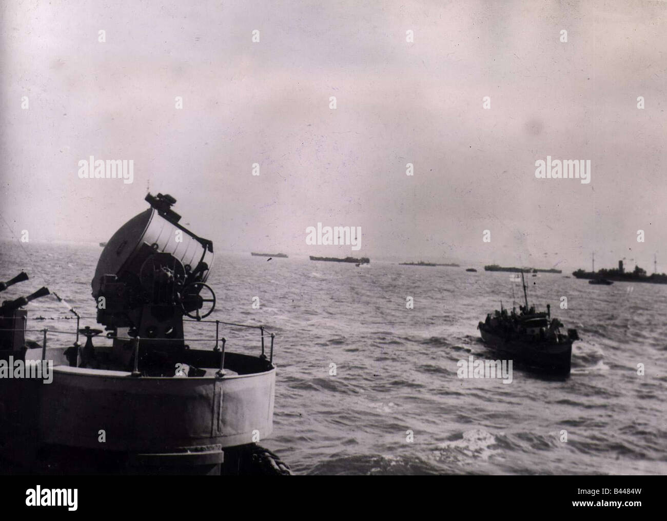 World War II Invasion of France D Day Part of invasion fleet laying off ...