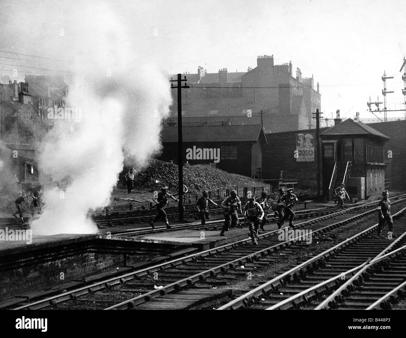 World War Two Home Guard on a training exercise an attack at a Glasgow ...