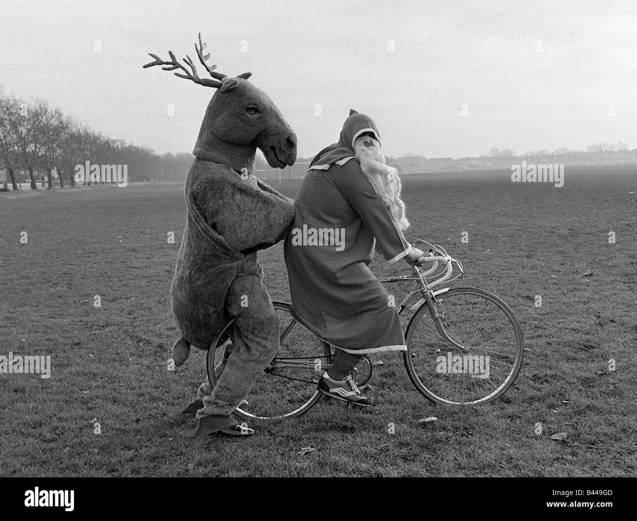 Father Christmas and his Rudolf the Reindeer bike stunt Mirrorpix circa ...