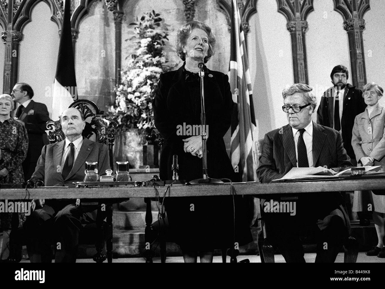 Margaret Thatcher signs Channel Agreement Feb 1986 with Francois ...