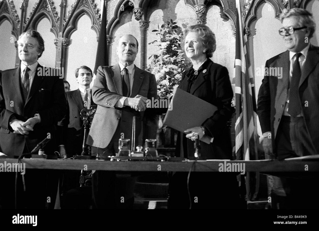 Margaret Thatcher signs Channel Agreement Feb 1986 with Francois ...