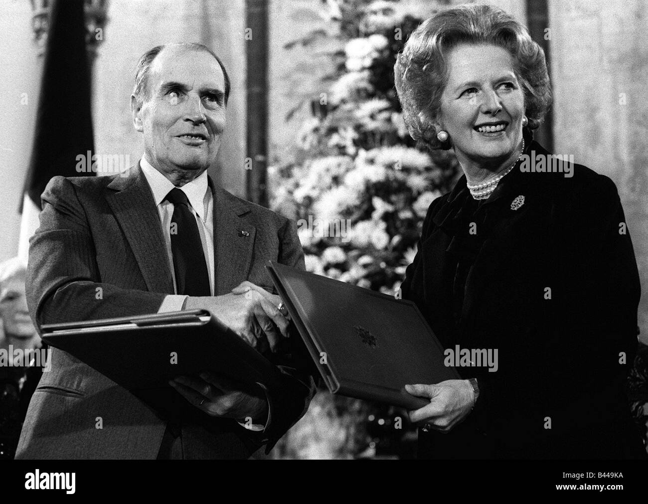 Margaret Thatcher signs Channel Agreement Feb 1986 with Francois ...